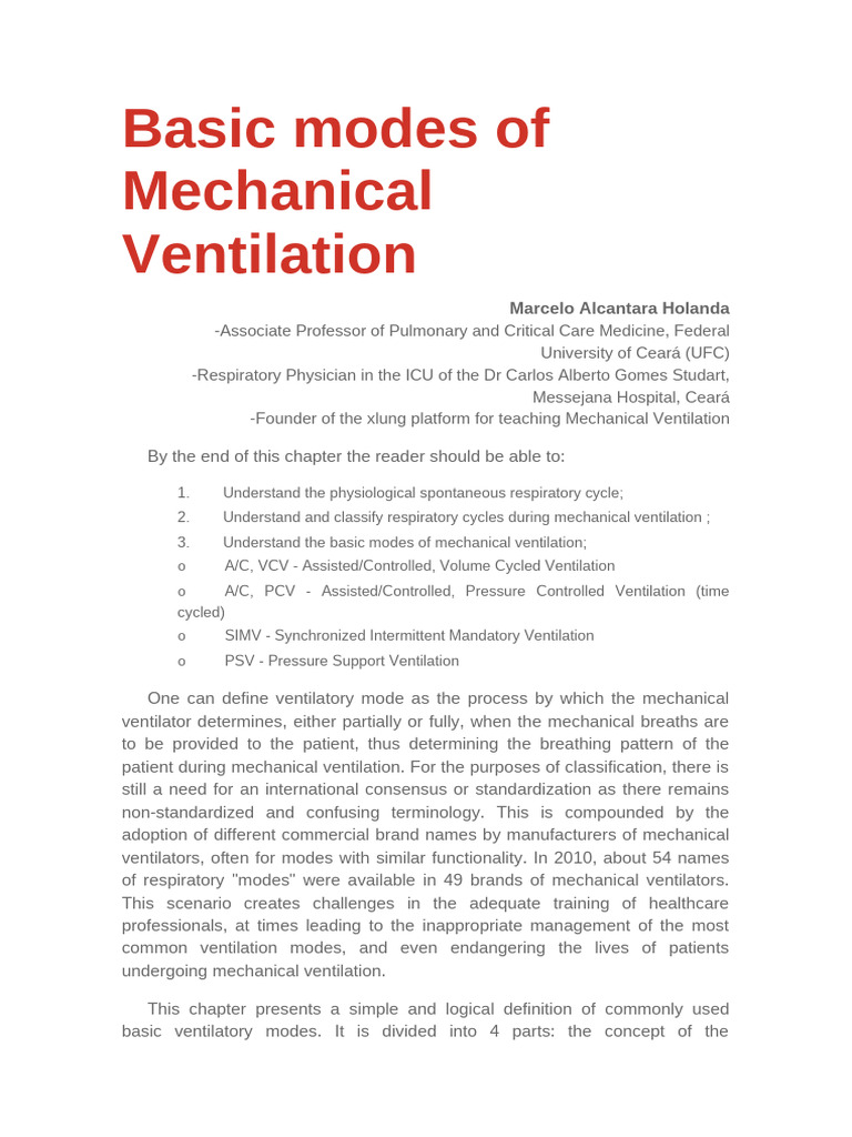 Basic Mechanical Ventilation Modes Explained | PDF | Exhalation | Lung