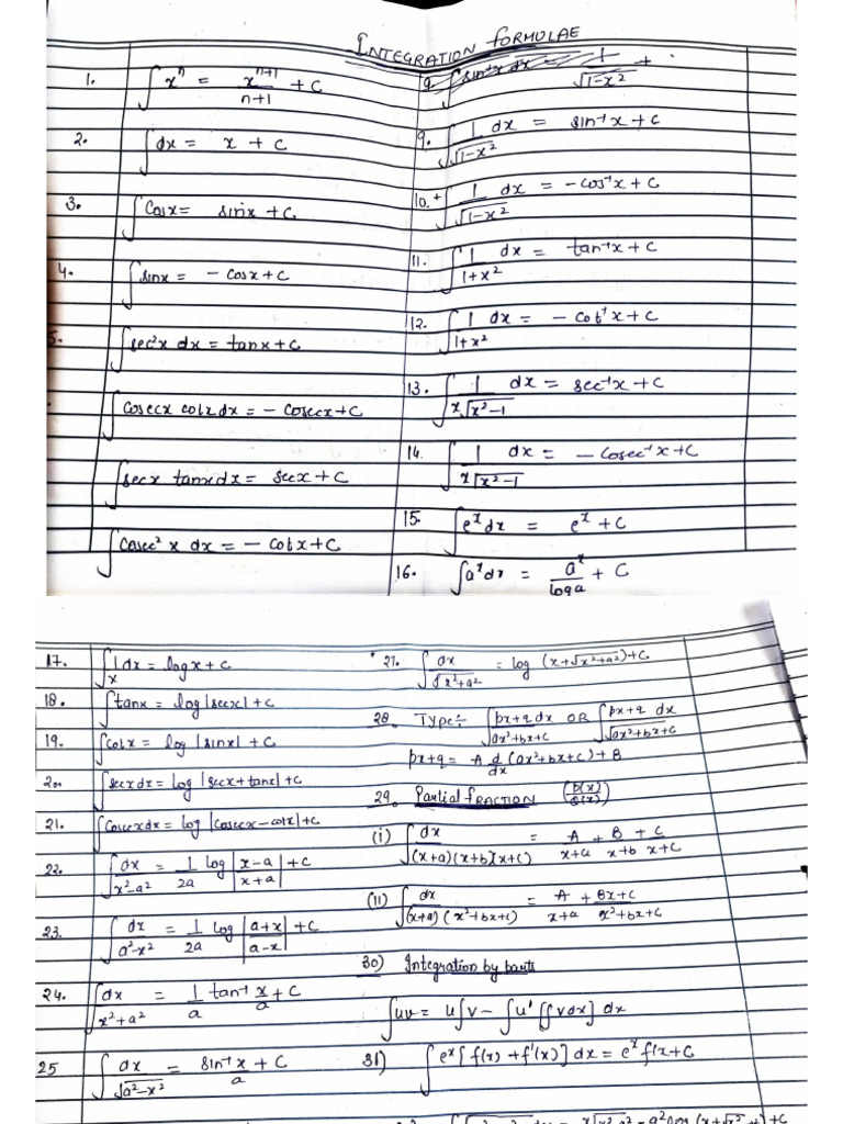 Integration and Differentiation Formula | PDF