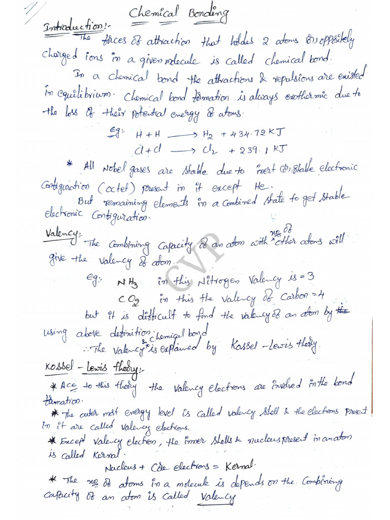 Chemical Bonding Complete Notes | PDF