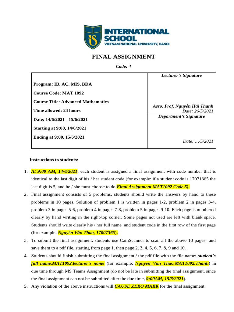 Final Assignment MAT1092 Code 4 | PDF | Internal Rate Of Return | Analysis