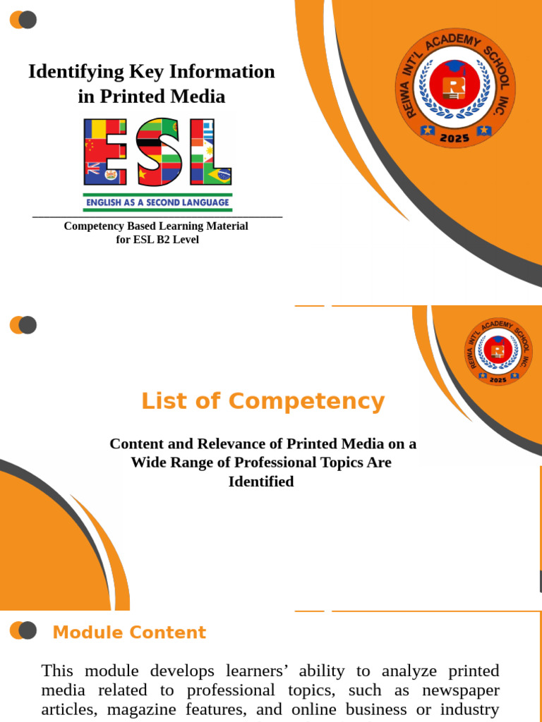 Lesson 3 Identifying Key Information in Printed Media | PDF | Learning | Cognition