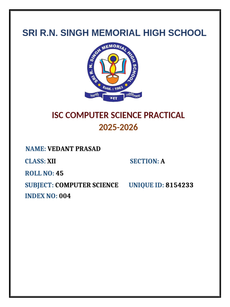 Ved Xii Comp | PDF | Constructor (Object Oriented Programming ...
