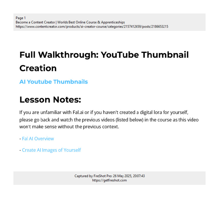 03-Full Walkthrough YouTube Thumbnail Creation | PDF