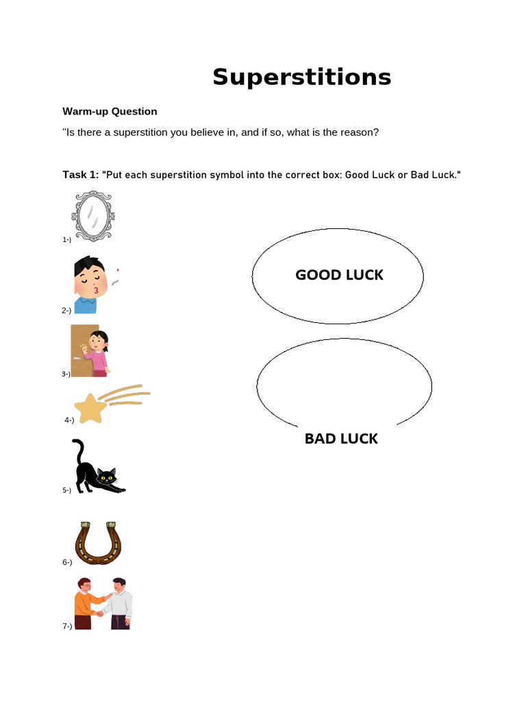 Superstitions: Good Luck vs. Bad Luck | PDF