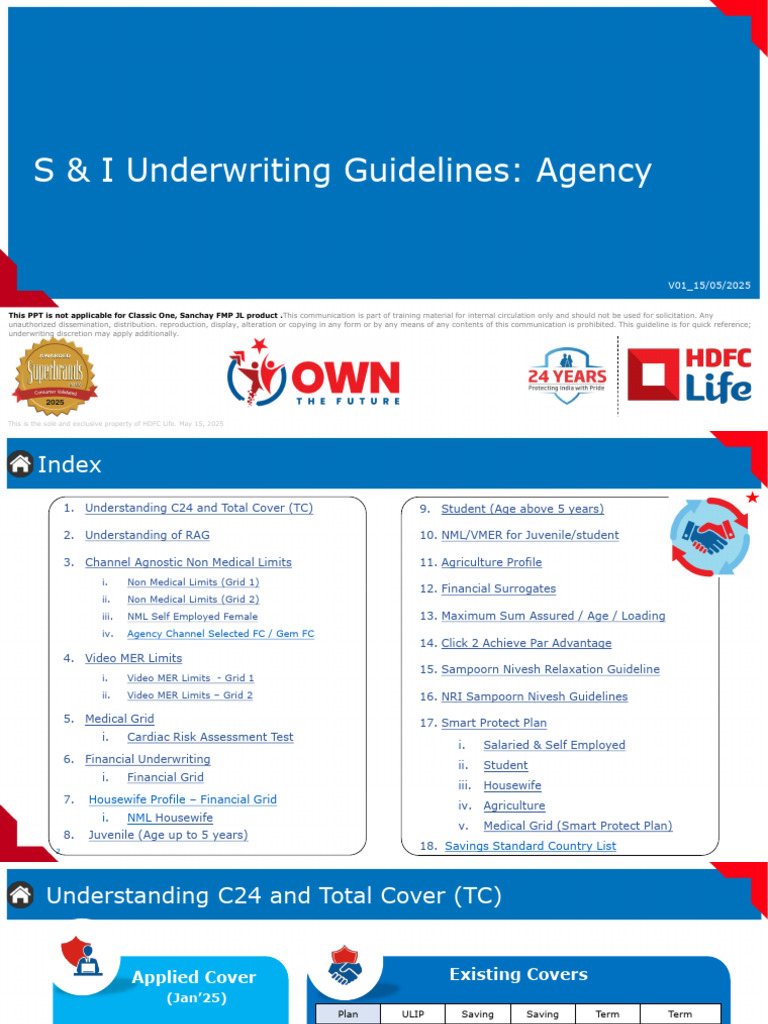HDFC Life Underwriting Guidelines Overview | PDF | Loans | Credit