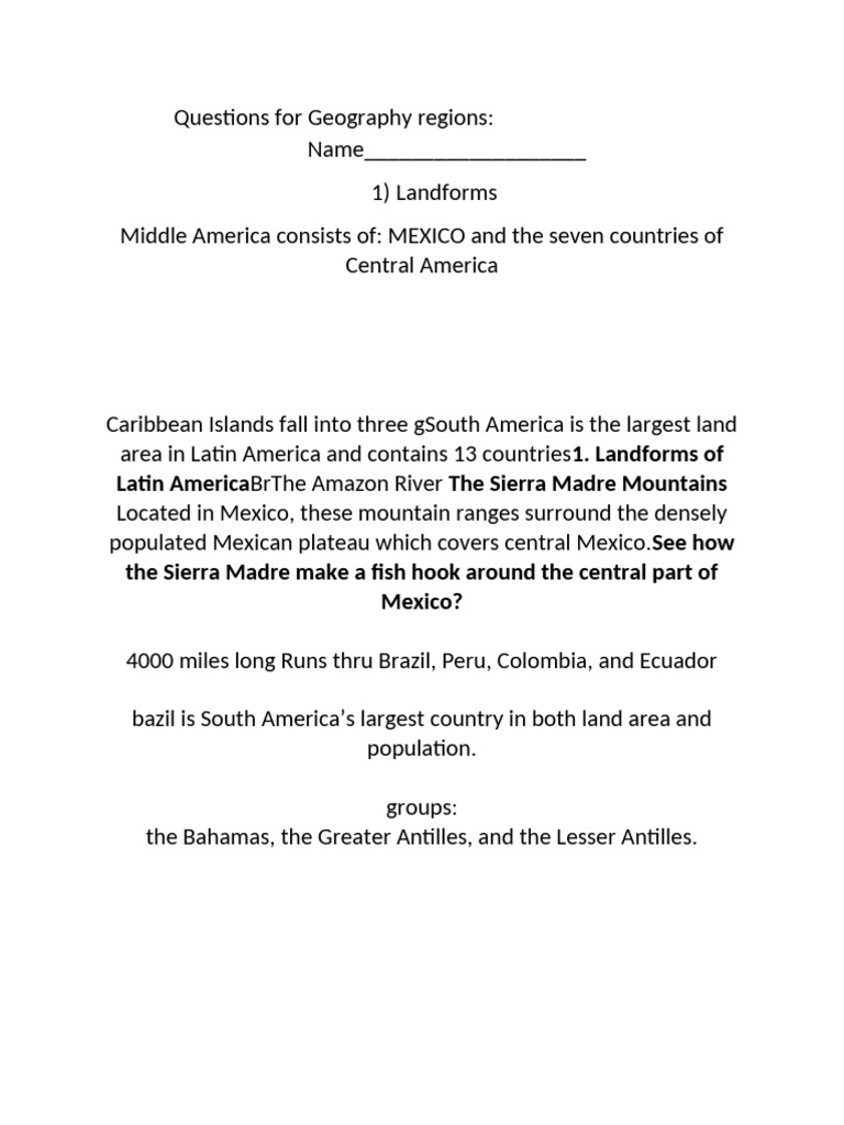 Latin America's Geography and Culture Overview | PDF | Latin America ...