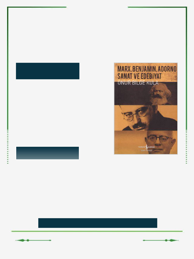 Marx Benjamin Adorno Sanat ve Edebiyat 1st Edition Onur Bilge Kula ...