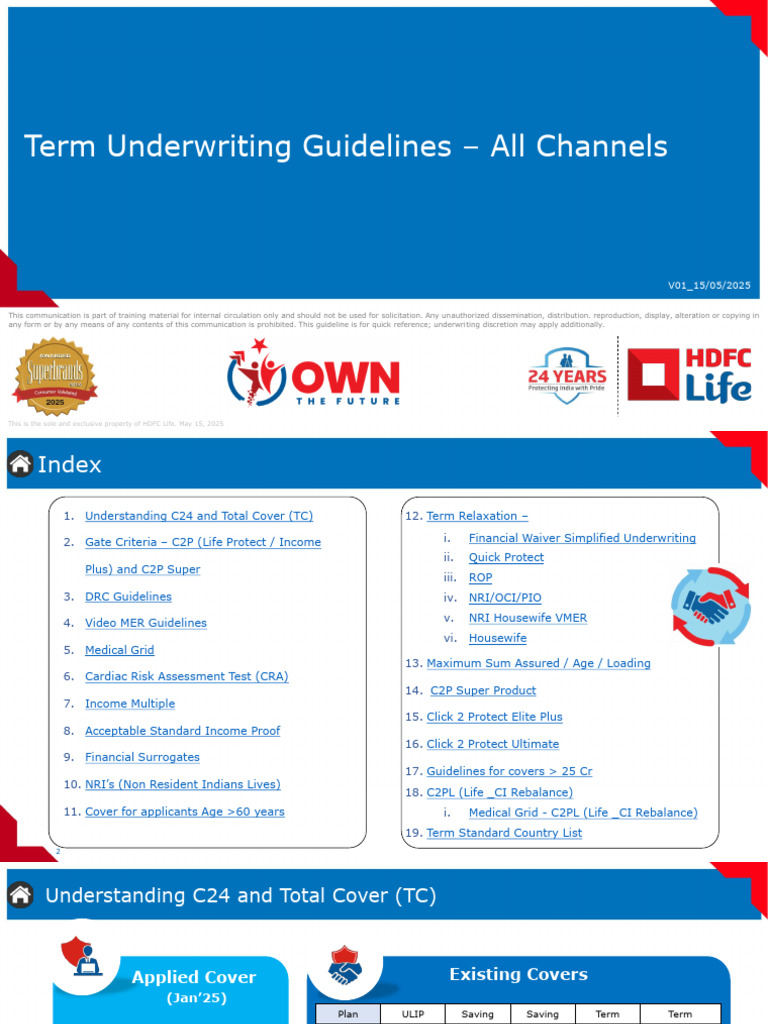 HDFC Life Term Underwriting Guidelines | PDF | Insurance | Income Statement