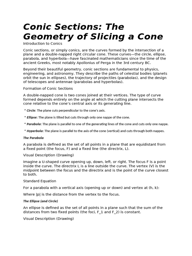 Conic Sections | PDF | Ellipse | Geometry