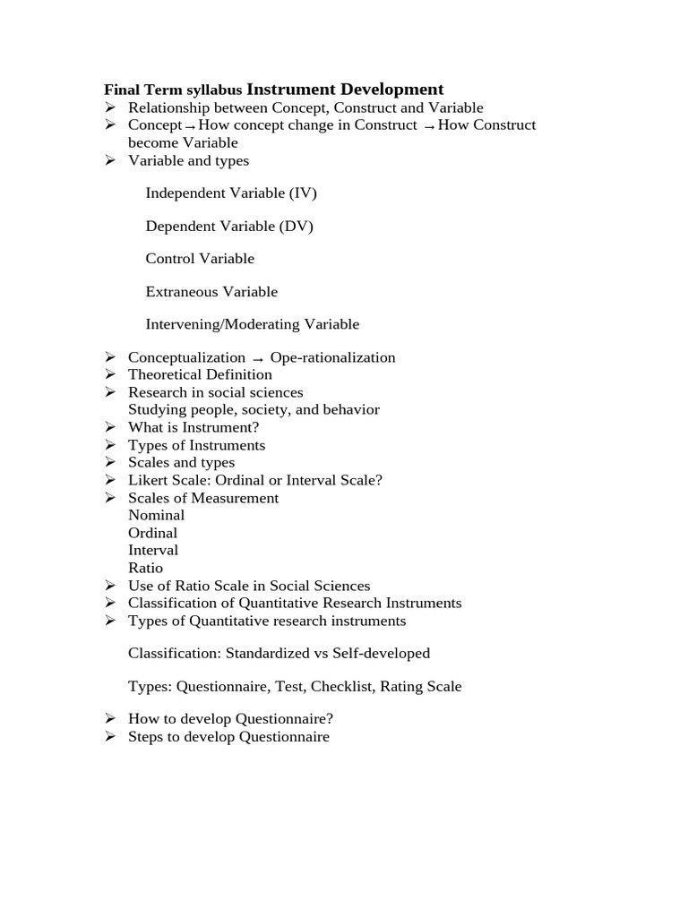 Instrument Development in Social Research | PDF