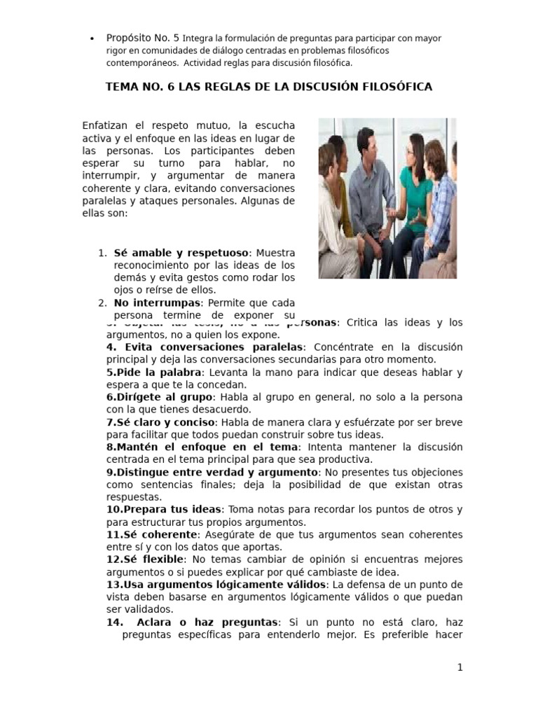 Reglas para una Discusión Filosófica Efectiva | PDF