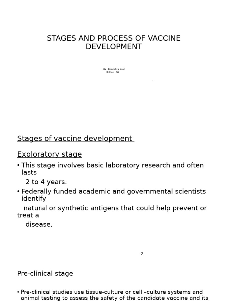 Stages and Process of Vaccine Development | PDF