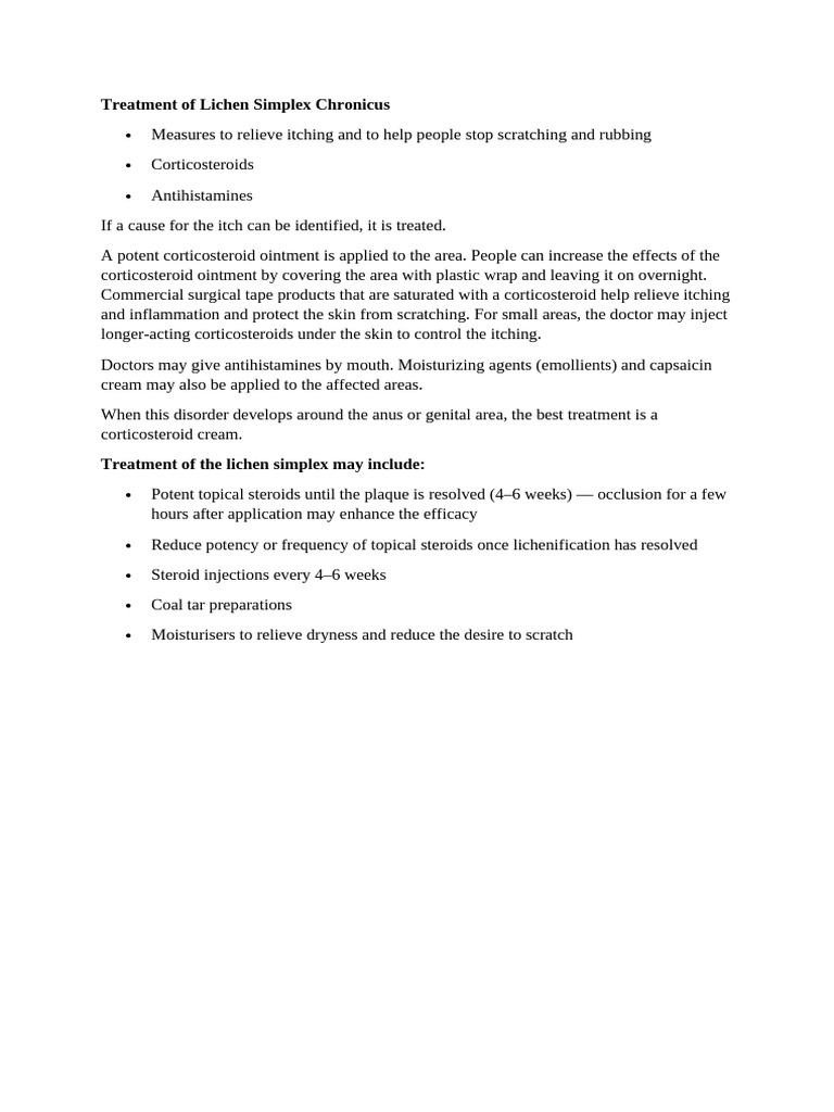 Effective Treatments for Lichen Simplex Chronicus | PDF