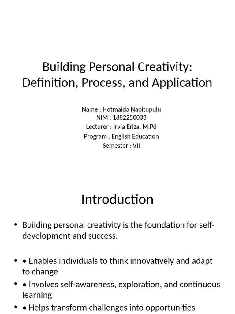 Building Personal Creativity Presentation-1 | PDF | Creativity | Learning