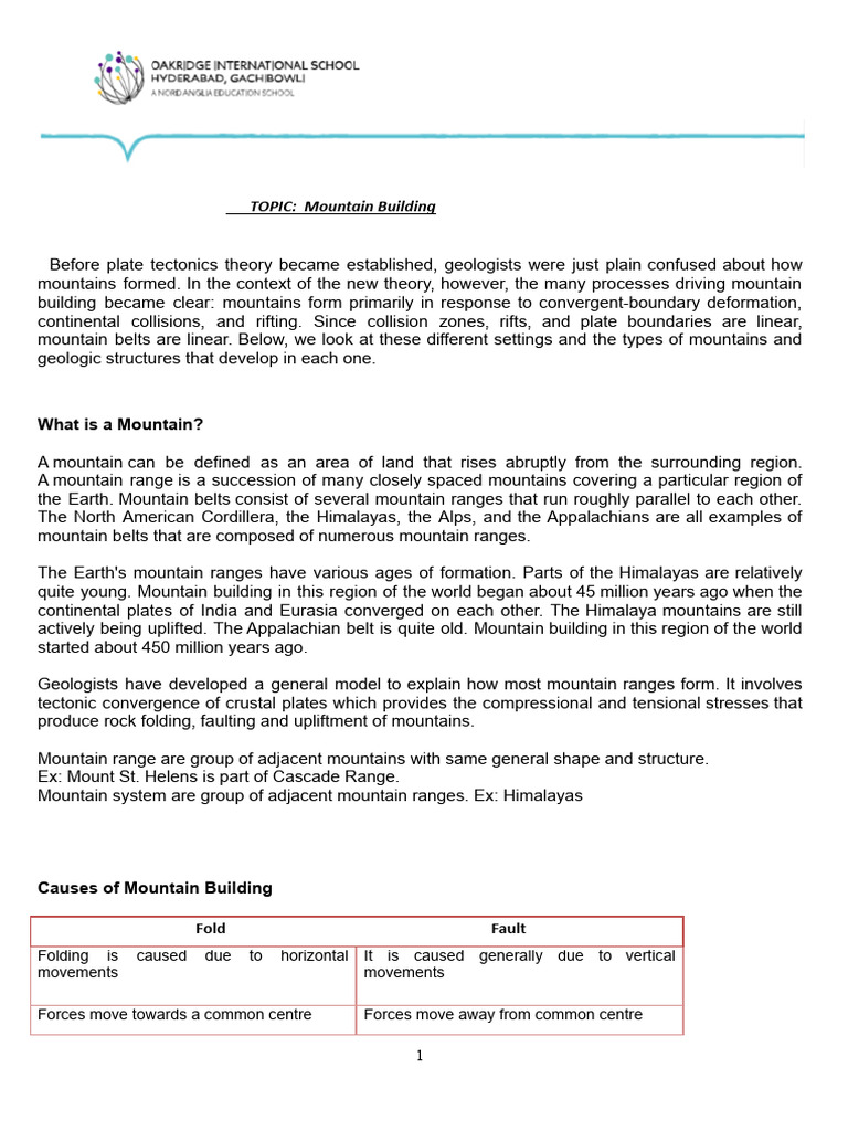 Grade 8 Unit 2 Handout 3 Docx | PDF | Mountains | Volcano