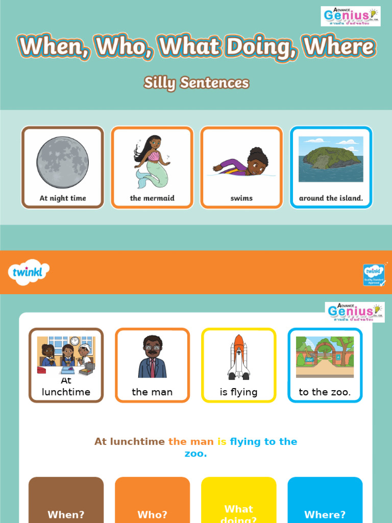 T S 3750 Who What When Where Silly Sentence Powerpoint Ver 3 | PDF