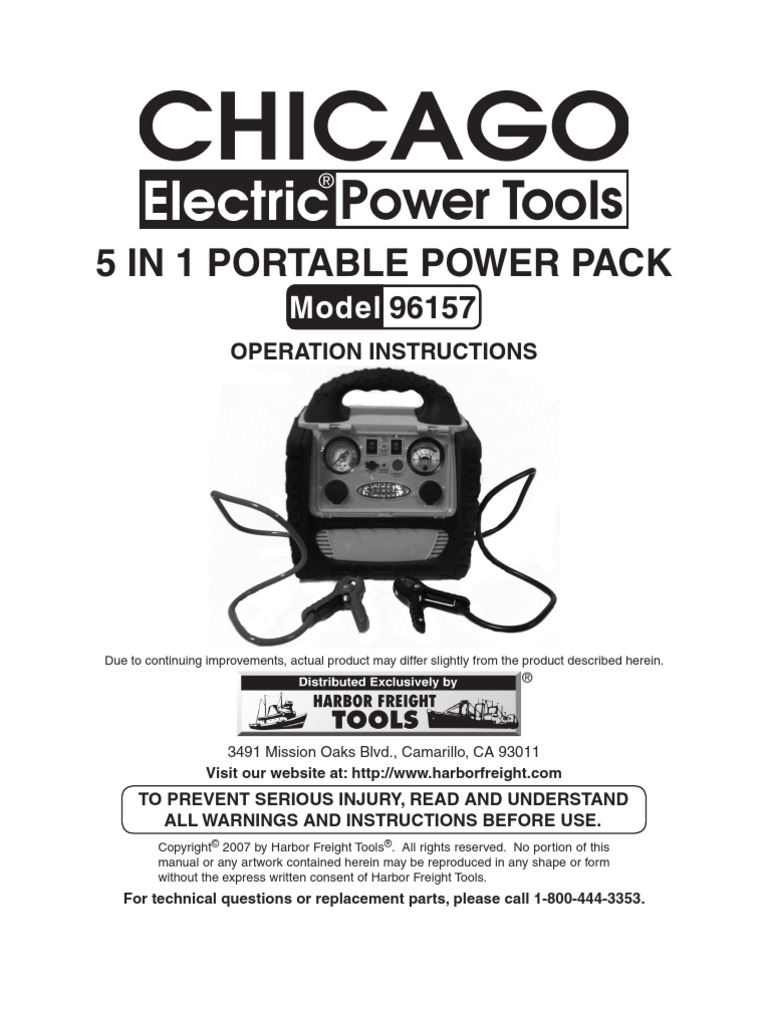 5 in 1 Portable Power Pack Model 96157 | PDF | Ac Power Plugs And ...