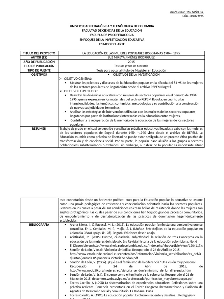 ESTADO DEL ARTE | PDF | Feminismo | Estudios de género