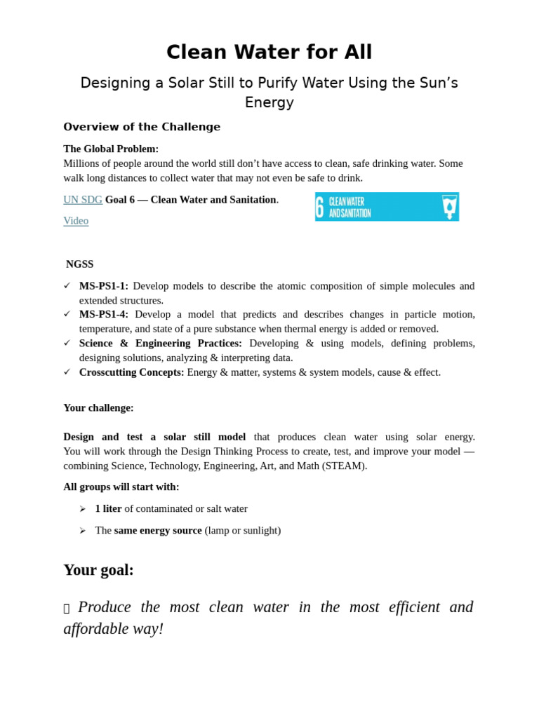 Clean Water for All | PDF | Water | Drinking Water