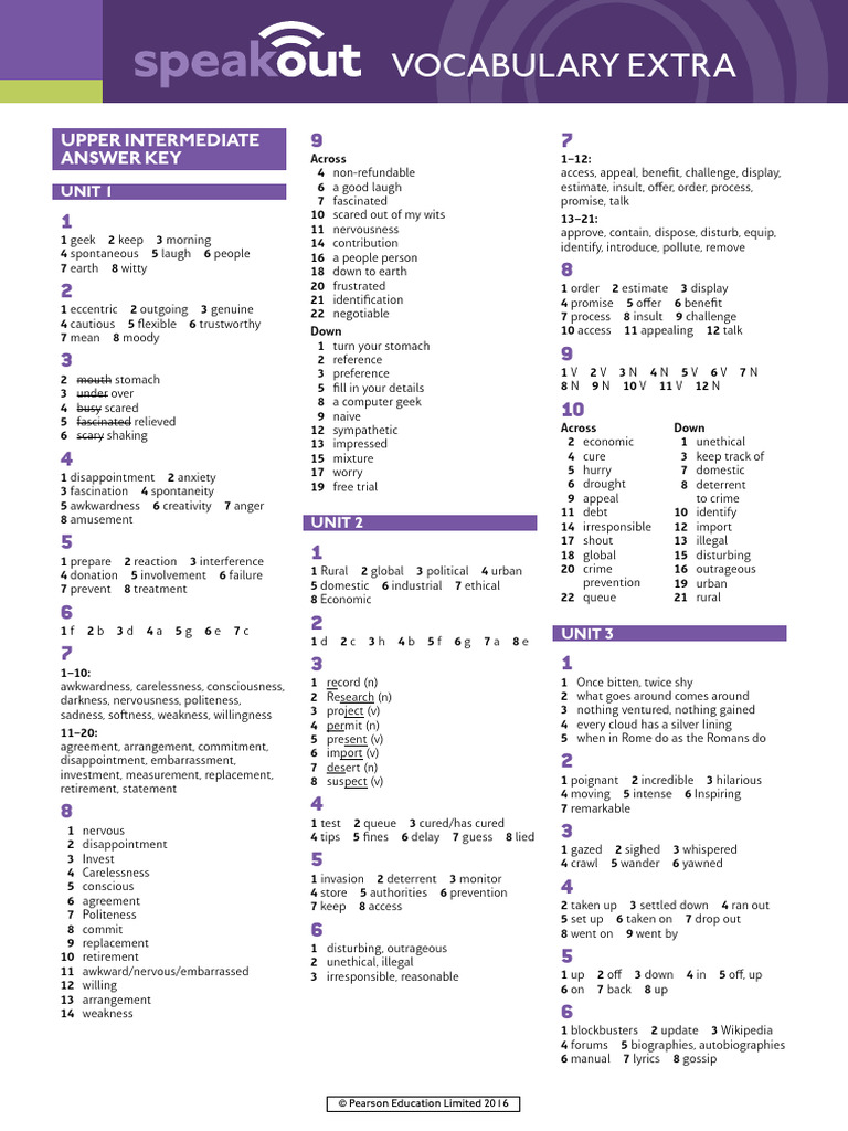 Vocabulary Extra Upper Intermediate Key | PDF