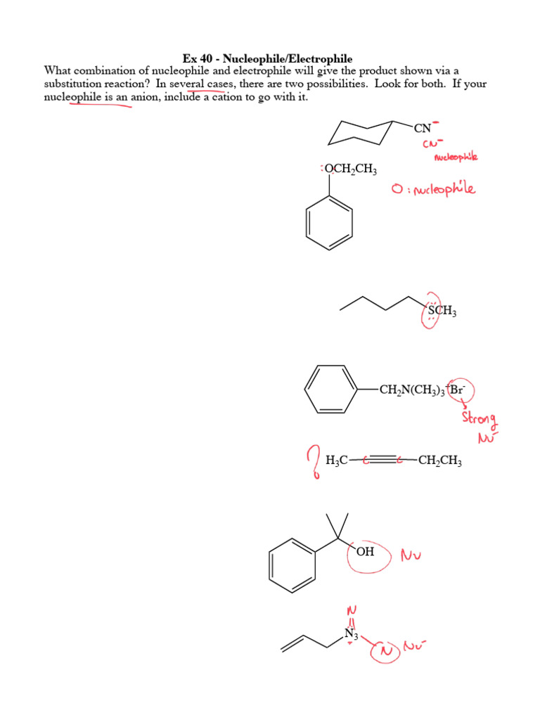 Ex 40 - Nucleophile Electrophile | PDF