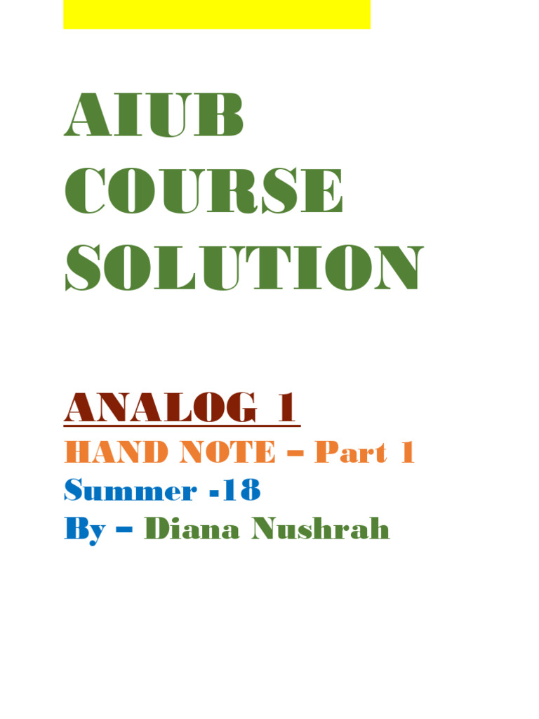 Analog 1_hand Note_part 1 - Summer 18 (Acs) | PDF