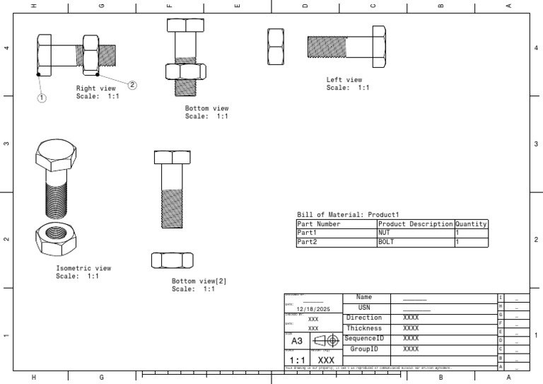 Nut and Bolt Drafting | PDF