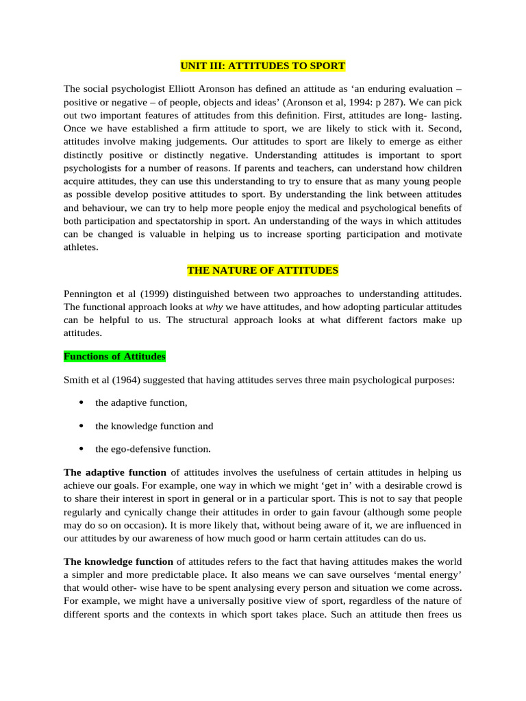 Understanding Sport Attitudes and Measurement | PDF | Attitude ...