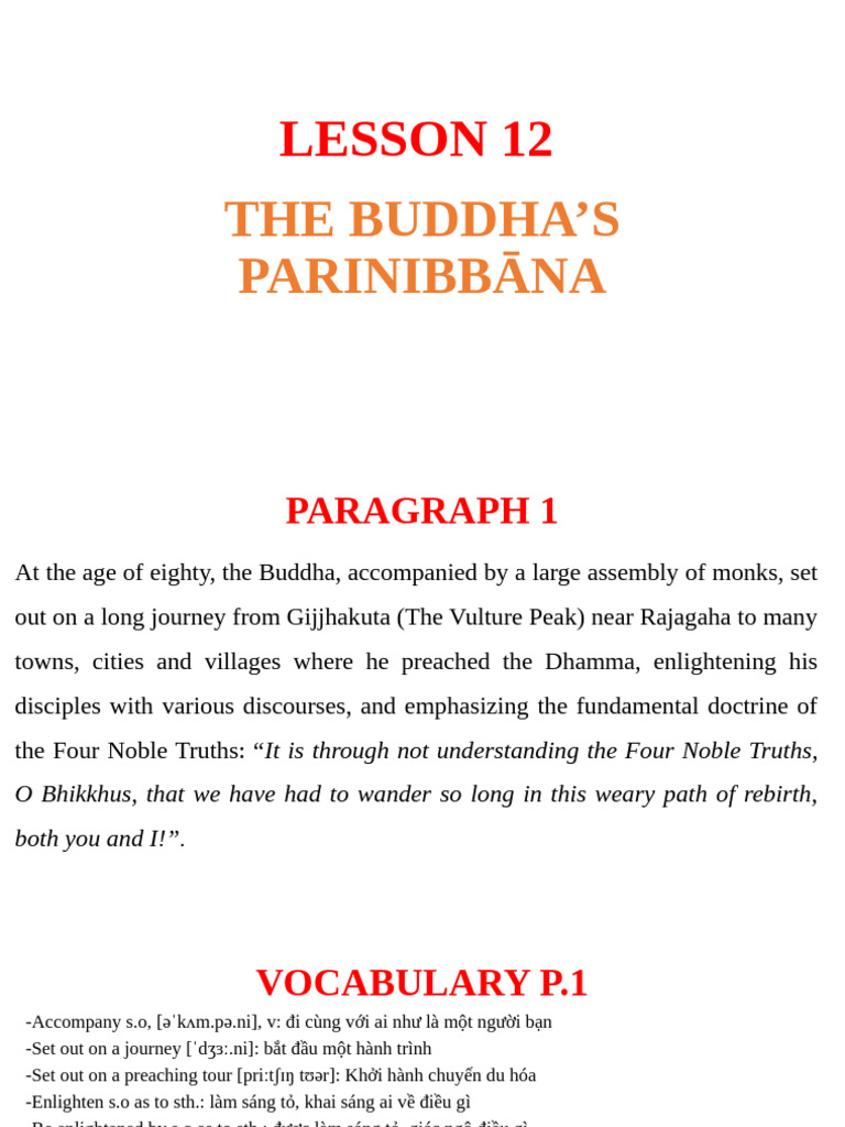 Buddhism English Reading - Lesson 12- AT | PDF