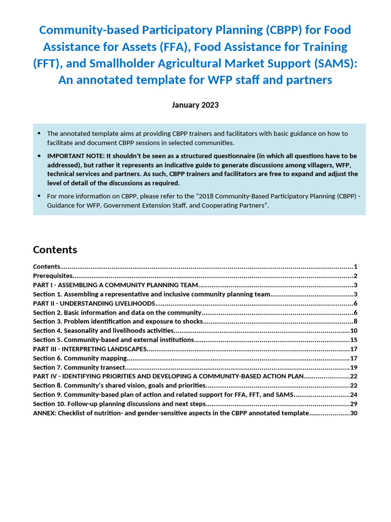 CBPP Template for Food Assistance Planning | PDF | Food Security ...