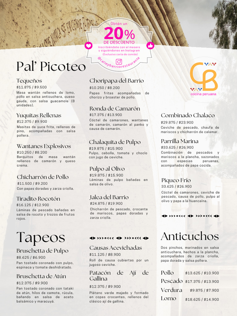 Menú Variado de Platos Peruanos | PDF | Mariscos | Sopa