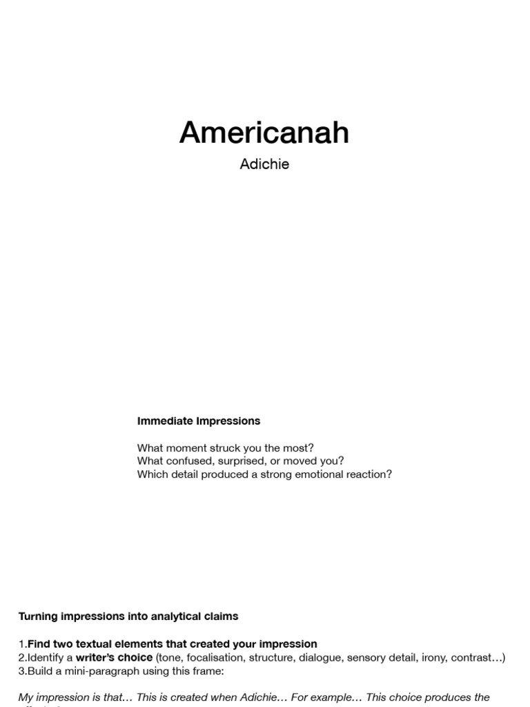 Americanah Intro | PDF