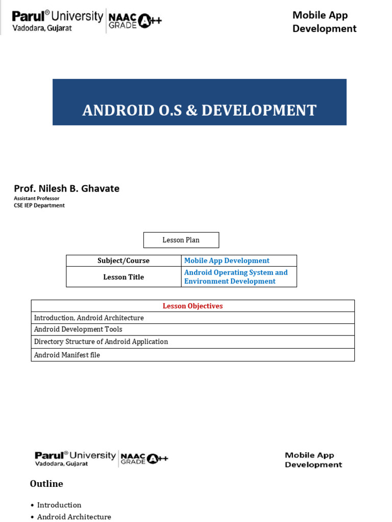 Unit 1 Android Operating System and Development Environment | PDF ...