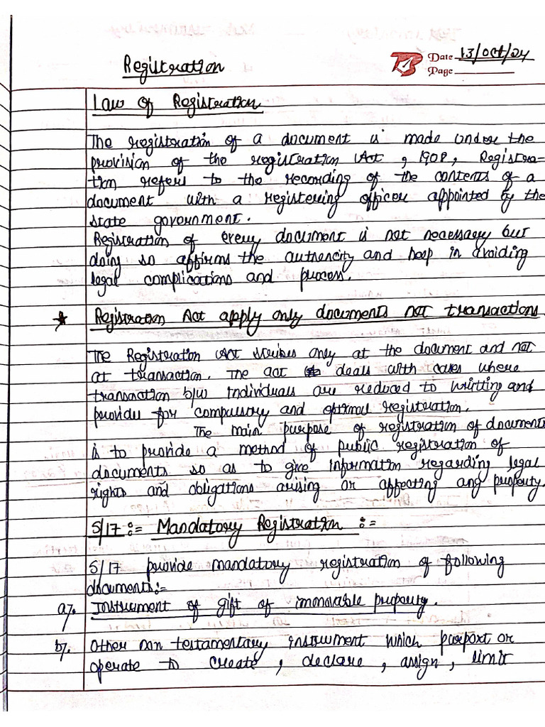 Handwritten Notes Registration | PDF