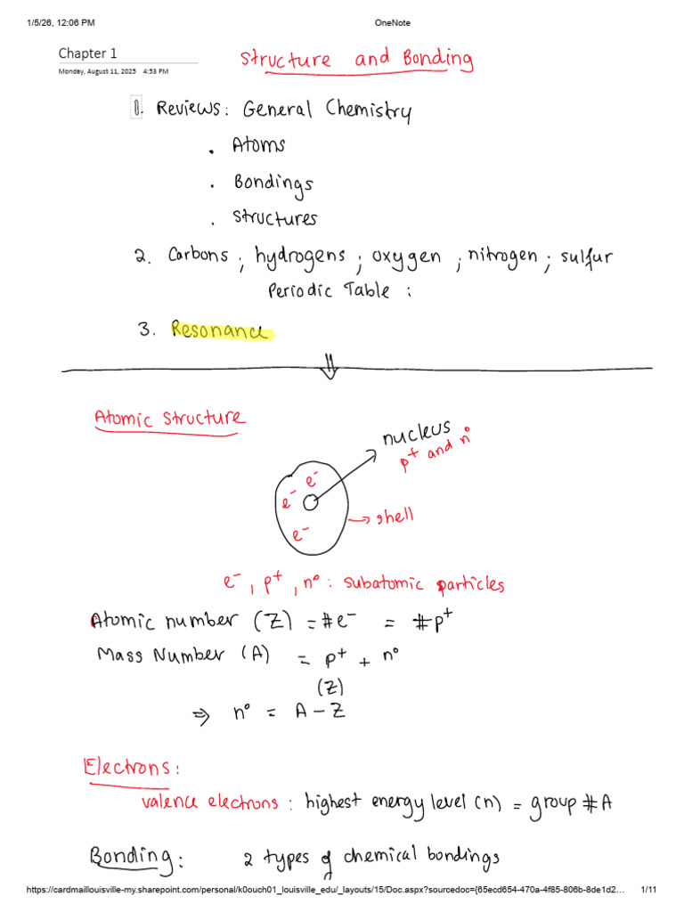 Orgo 1: Chapter 1 Class Notes | PDF