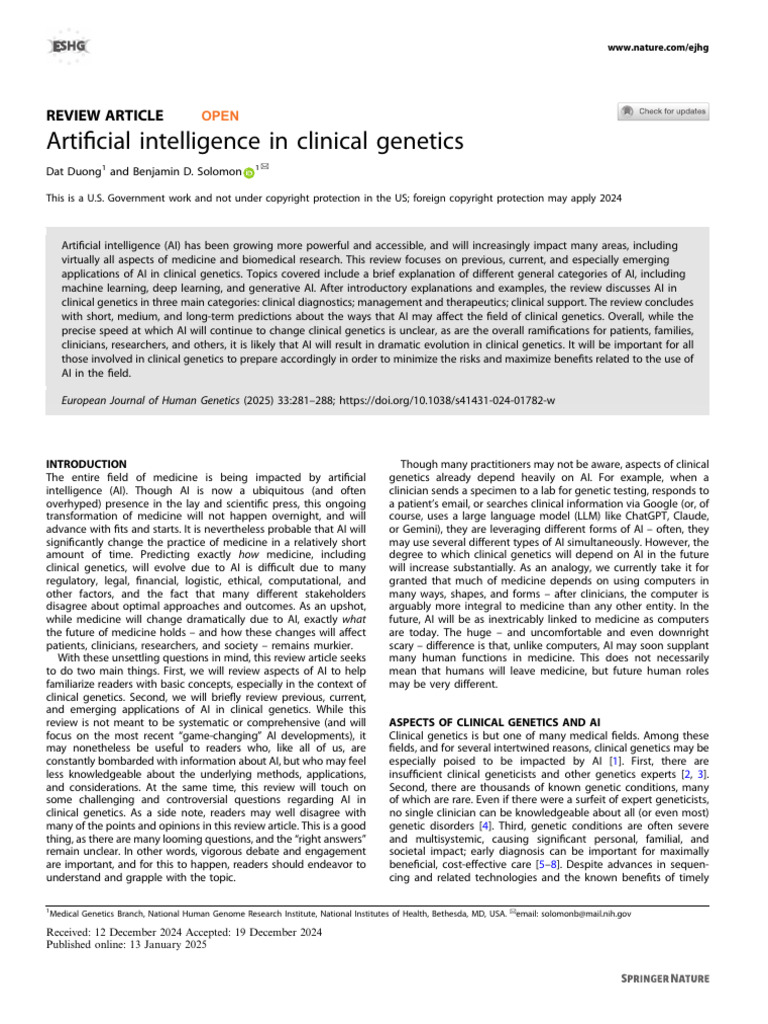 AI Transforming Clinical Genetics | PDF | Machine Learning | Artificial ...