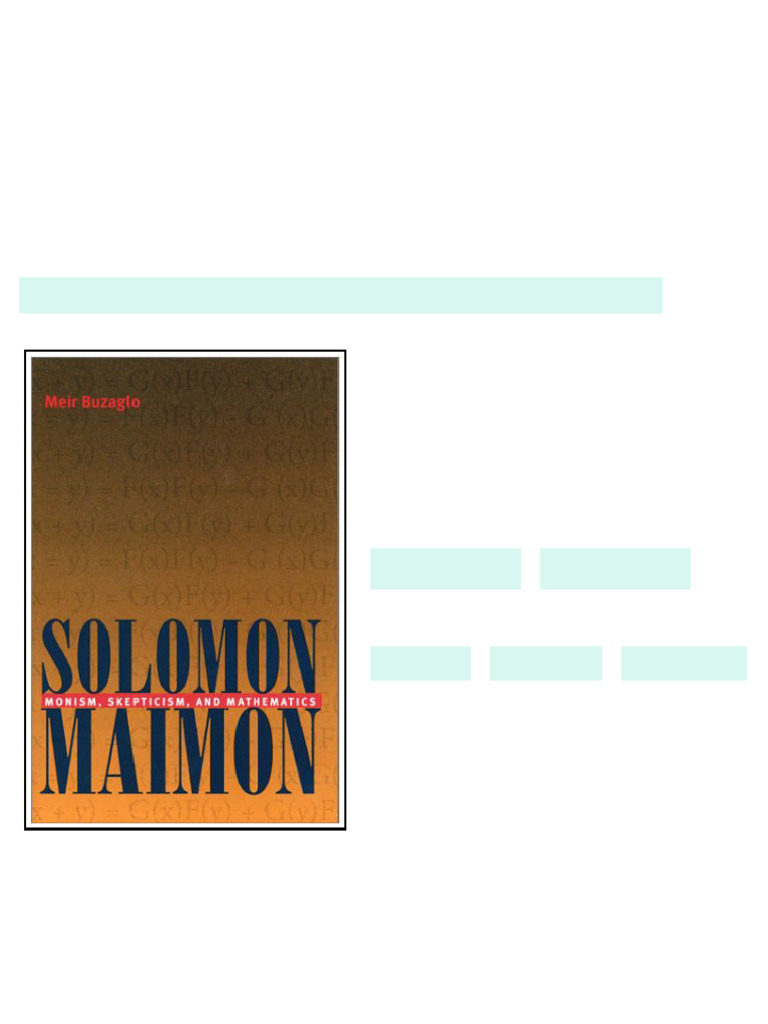 (Ebook) Solomon Maimon: Monism, Skepticism, and Mathematics by Meir ...