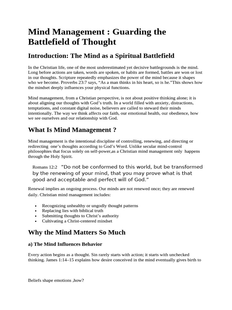 Mind Management | PDF | Mind | Jesus