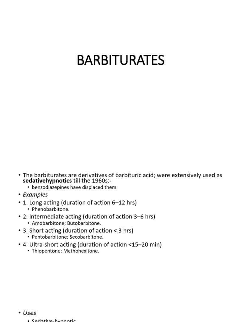 Barbiturates and Benzodiazepines Overview | PDF | Psychoactive Drugs ...