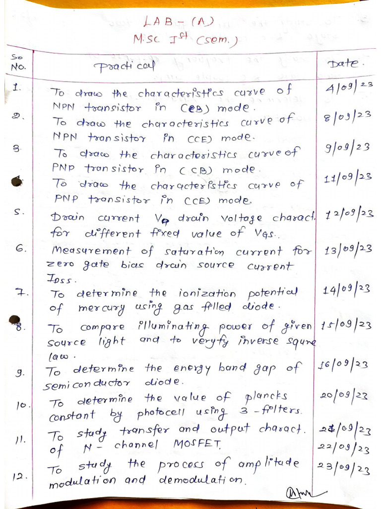 1st Sem Lab A & B Practical | PDF