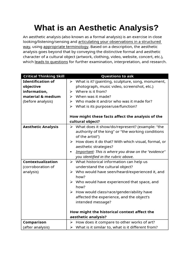 What is an Aesthetic Analysis | PDF