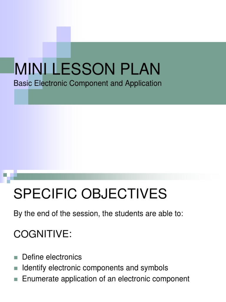 Lesson Plan: Basic Electronic Components | PDF | Computers | Technology ...