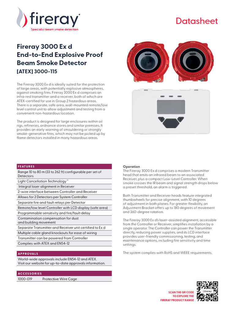 Fireray 3000 Ex d Beam Smoke Detector | PDF | Infrared | Electrical ...