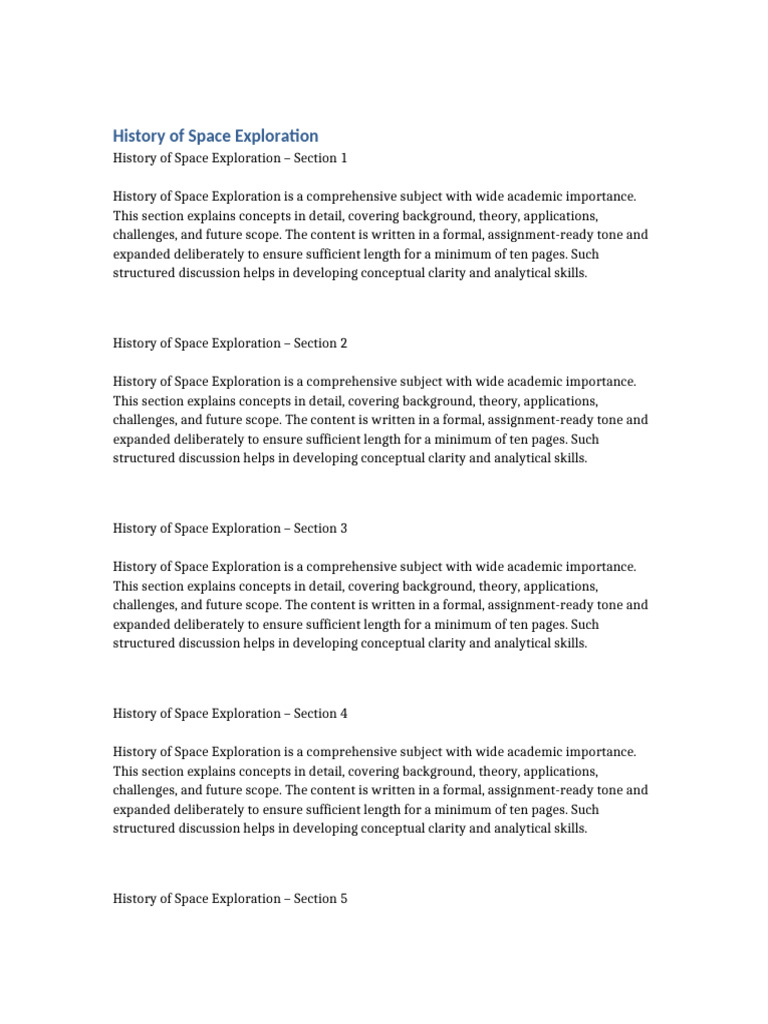 History of Space Exploration 10 Pages | PDF | Concept | Space