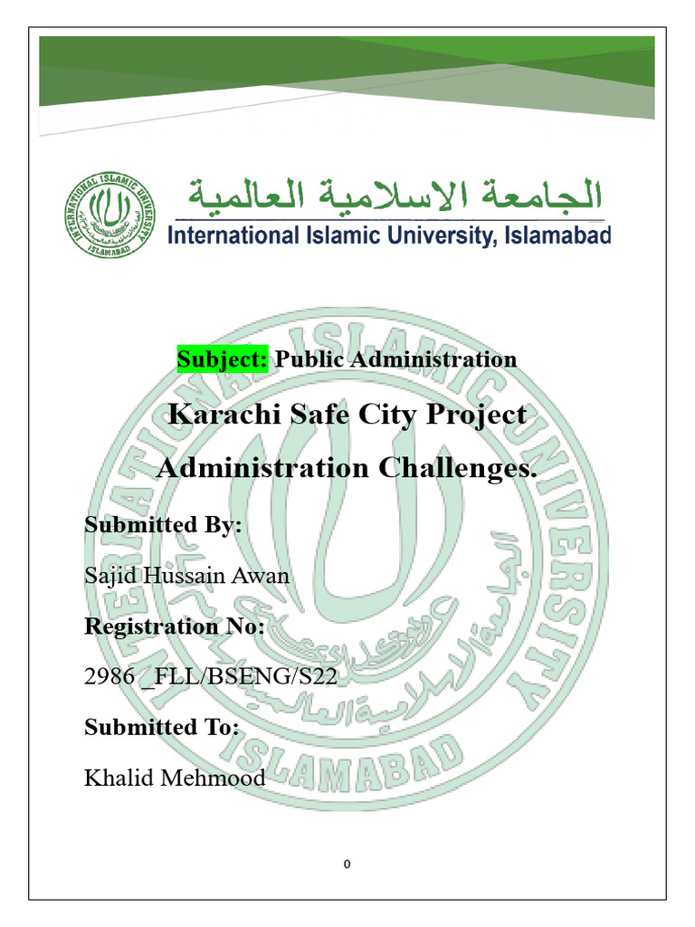 Karachi Safe City Project Challenges | PDF | Governance | Sustainability