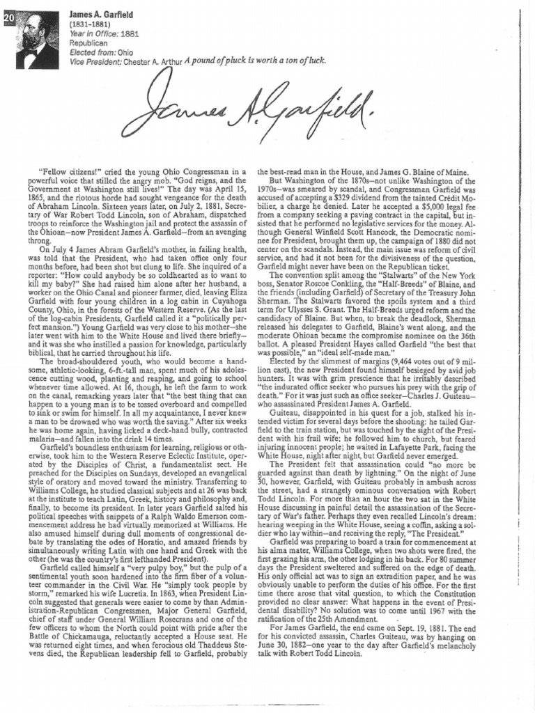 James Garfield 1881 | PDF | Republican Party (United States) | American ...