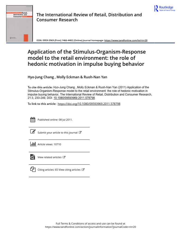 Application of The Stimulus Organism Response Model To The Retail ...