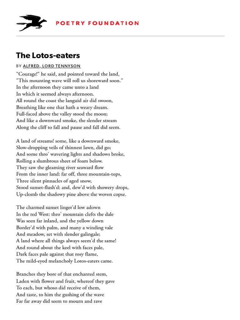 The Lotos-eaters by Alfred, Lord Tennyson _ Poetry Foundation | PDF