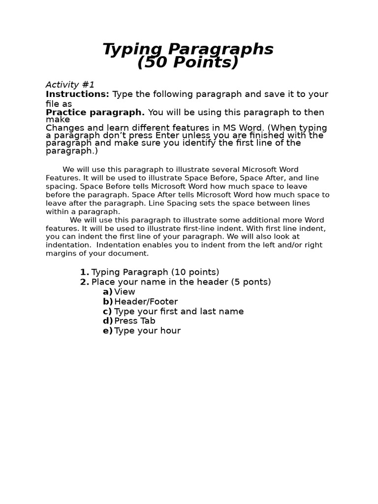 Typing Paragraphs | PDF