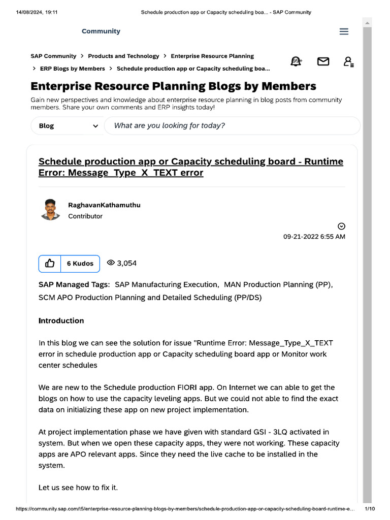 Schedule Production App or Capacity Scheduling Board - Runtime Error ...